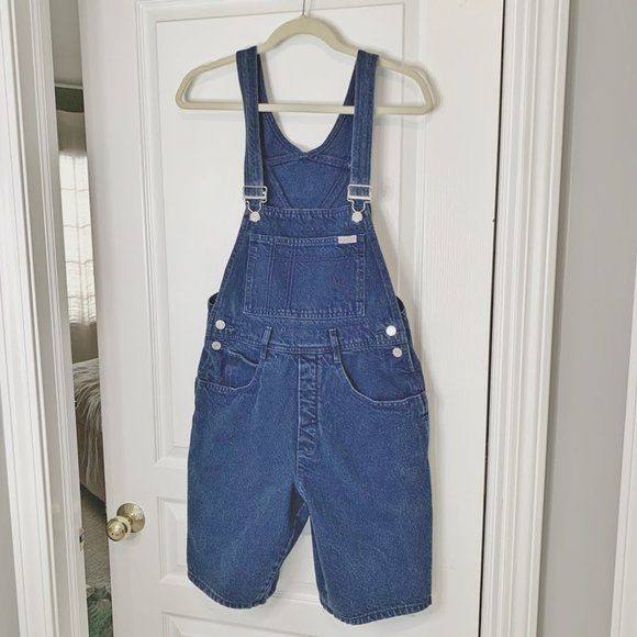 Guess | Jeans | Vintage Guess Dark Wash Overalls Shortalls | Poshmark
